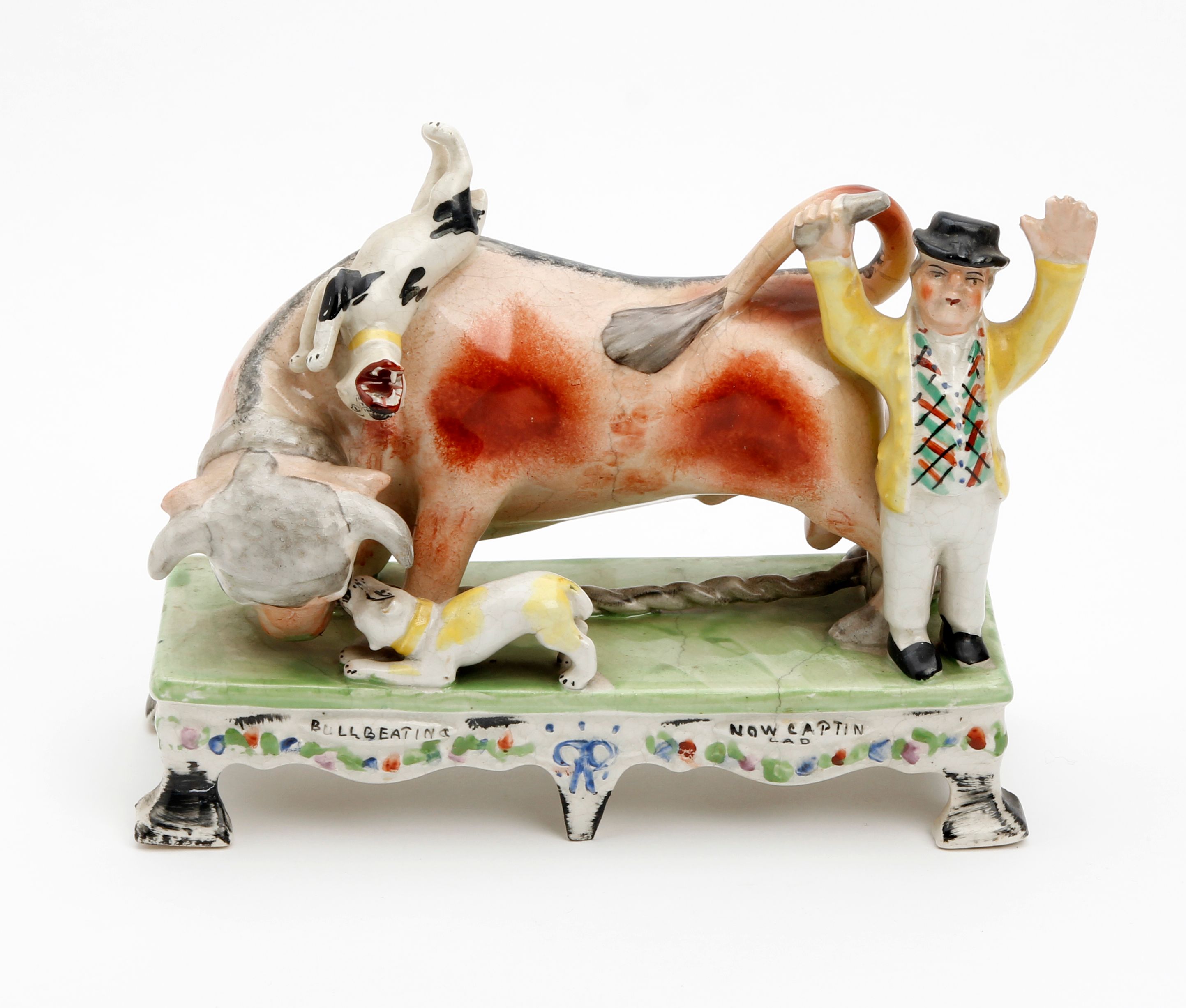 Bonhams : A Staffordshire bull baiting figure group Mid 19th century