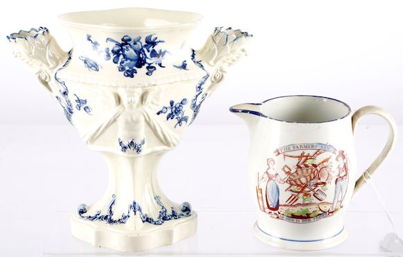 Bonhams : An early 19th Century creamware, blue and white decorated ...