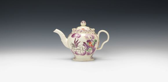 Bonhams : A William Greatbatch creamware teapot and cover, circa 1770-82