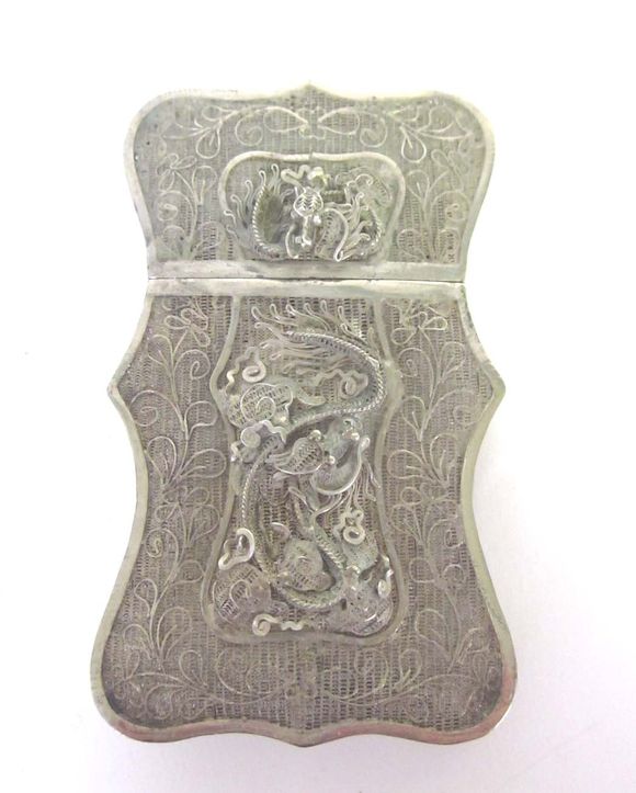 Bonhams : A late 19th century Chinese silver filigree card case ...
