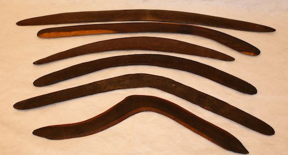 Bonhams : A Collection of Six Boomerangs, Various Regions