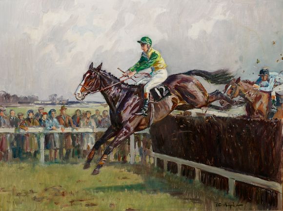 Bonhams : Peter Biegel (1913-1987) Horse racing scene