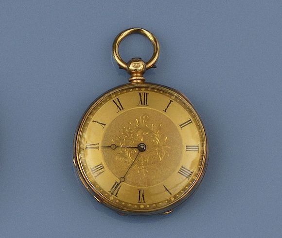 Bonhams : An open face pocket watch and a diamond single stone ring(2)