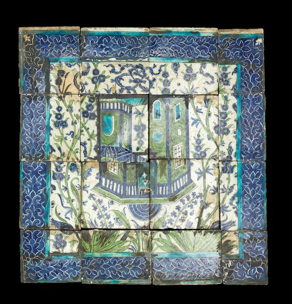 Bonhams : A Damascus underglaze-painted pottery Tile Panel Syria, 17th ...