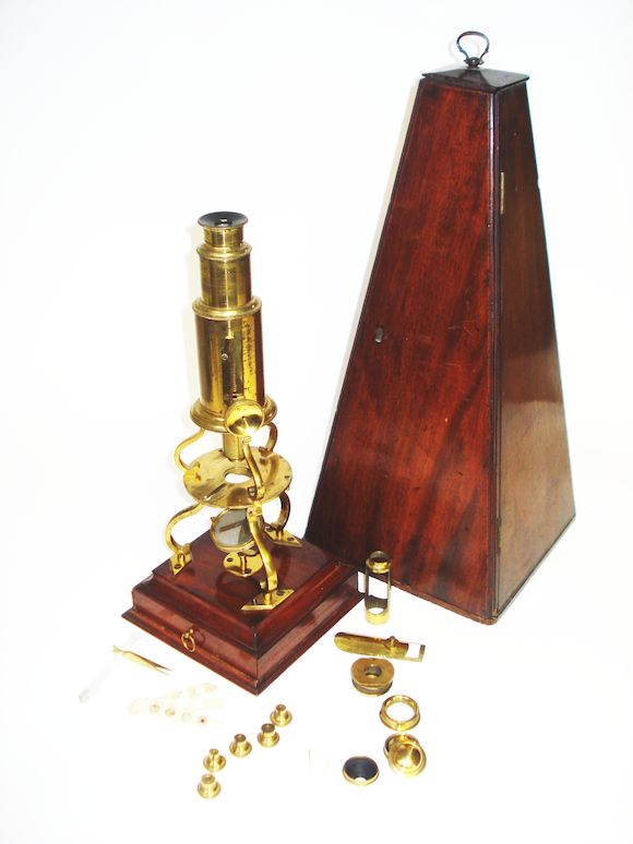 Bonhams : A Dollond brass Culpeper microscope, English, early 19th century,