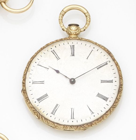 Bonhams : Unsigned. An 18ct gold key wind open face pocket watchCase No ...