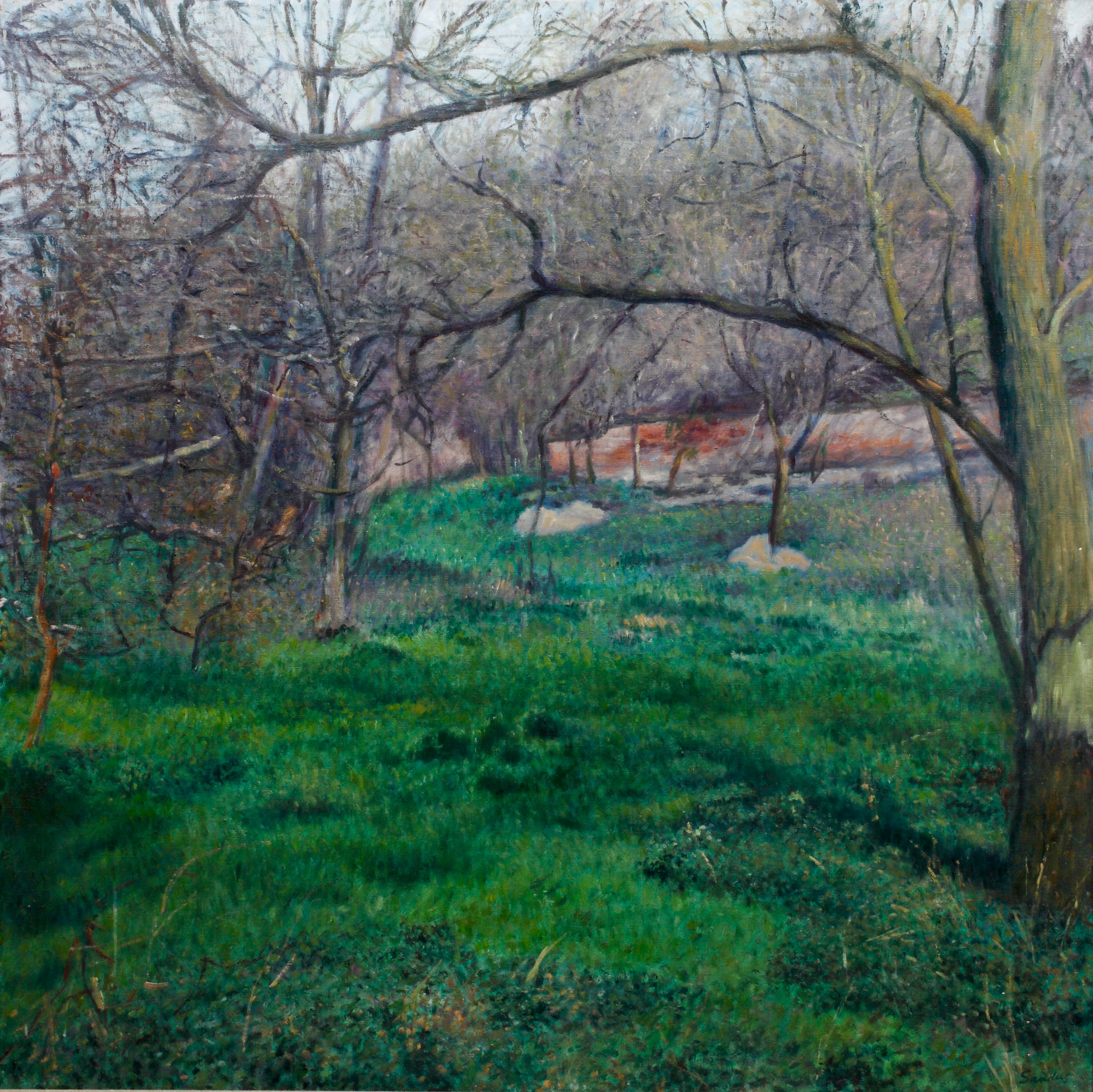 Bonhams : Christopher Sanders RA (British, 1905-1991) 'Meadow with wall'