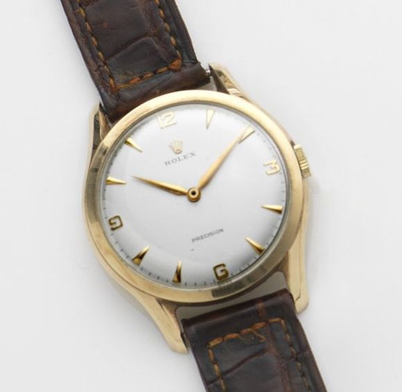 Bonhams : Rolex. A 9ct gold manual wind wristwatchPrecision, Case No ...