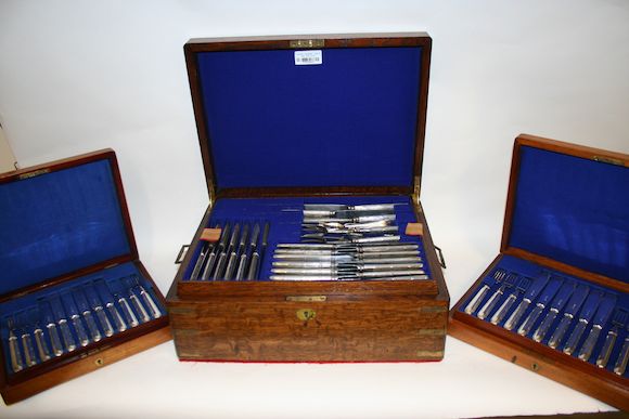 Bonhams : An electroplated canteen of reed and ribbon pattern flatware ...