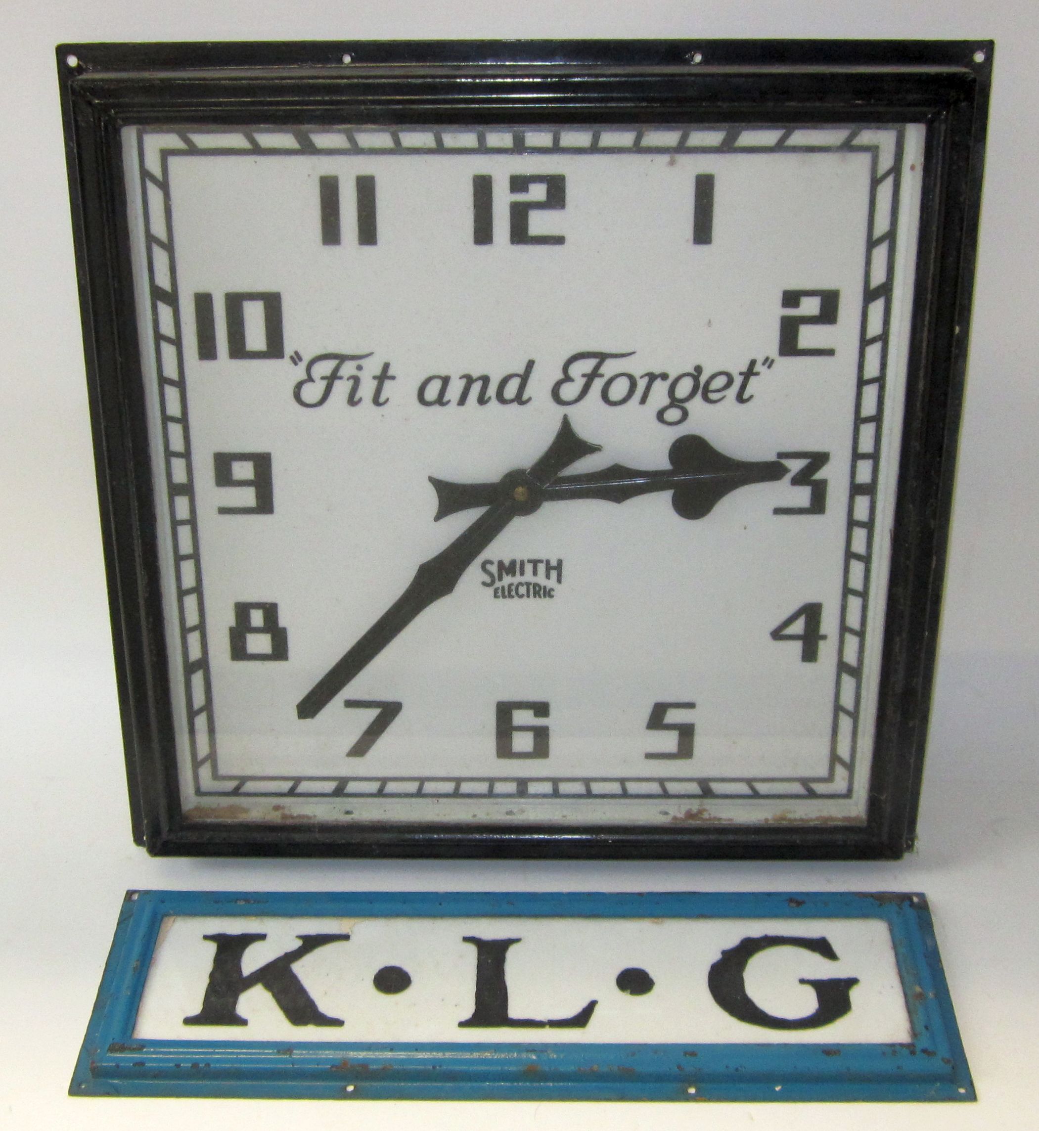 Bonhams Cars : A KLG "Fit and Forget" wall-mounting garage clock, by Smith,
