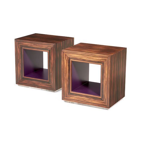 Bonhams : A pair of David Linley rosewood lamp tables
