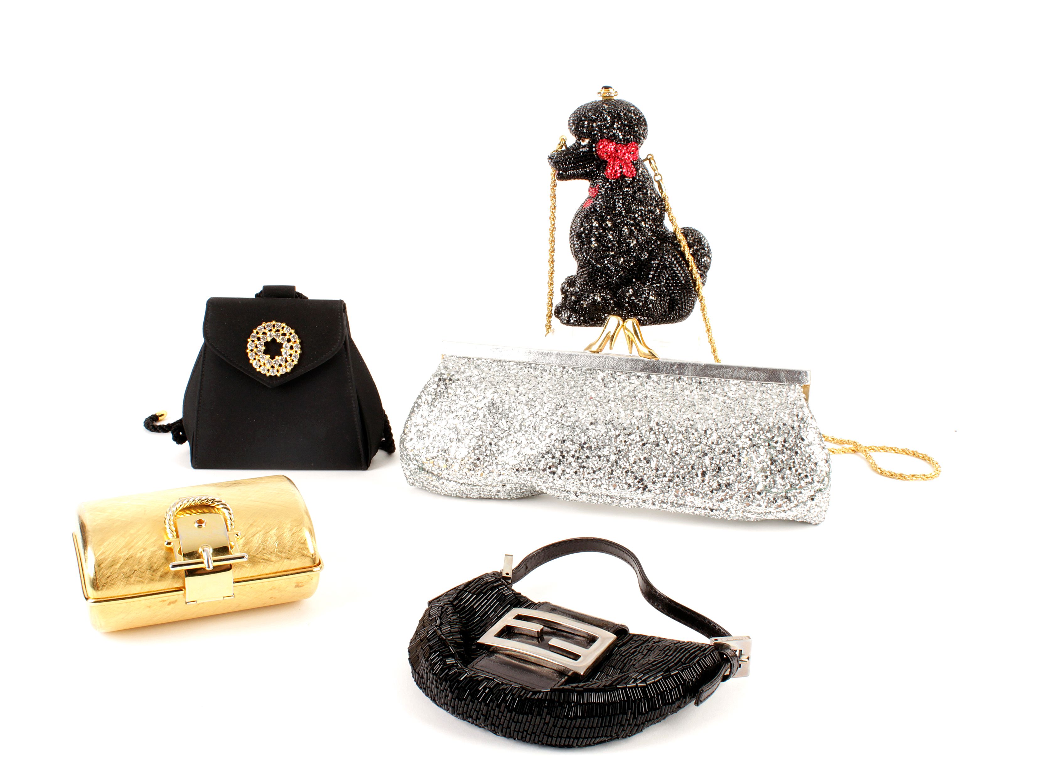 Bonhams : Five designer evening bags - a Kathrine Baumann poodle bag, a ...