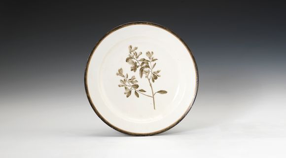 Bonhams : An unusual Pinxton porcelain plate and a creamware punch pot ...