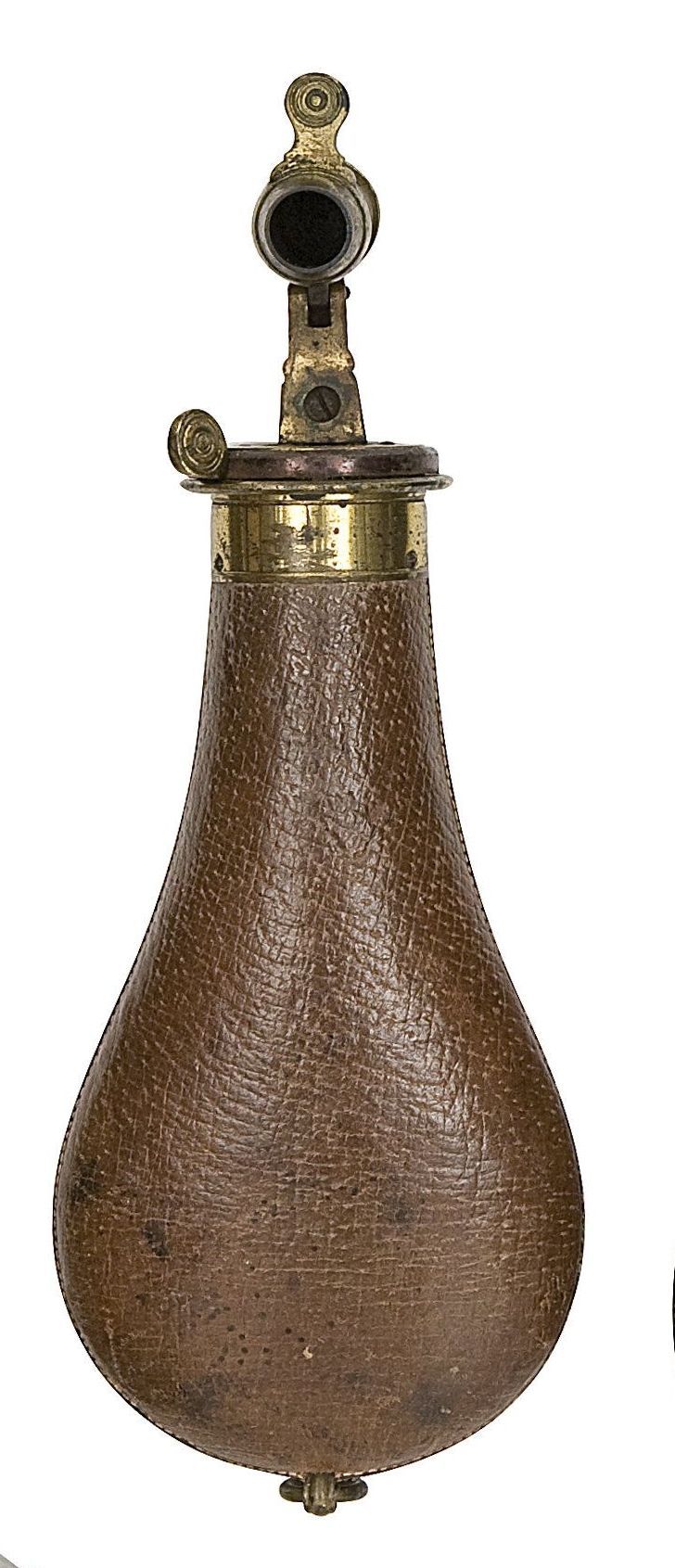 Bonhams : Two Brass-Mounted Powder-Flasks, Two Shot-Flasks, And Four ...