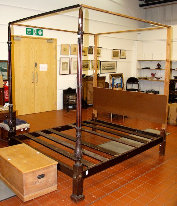 Bonhams : A Hepplewhite style mahogany four poster bed, the cluster and ...