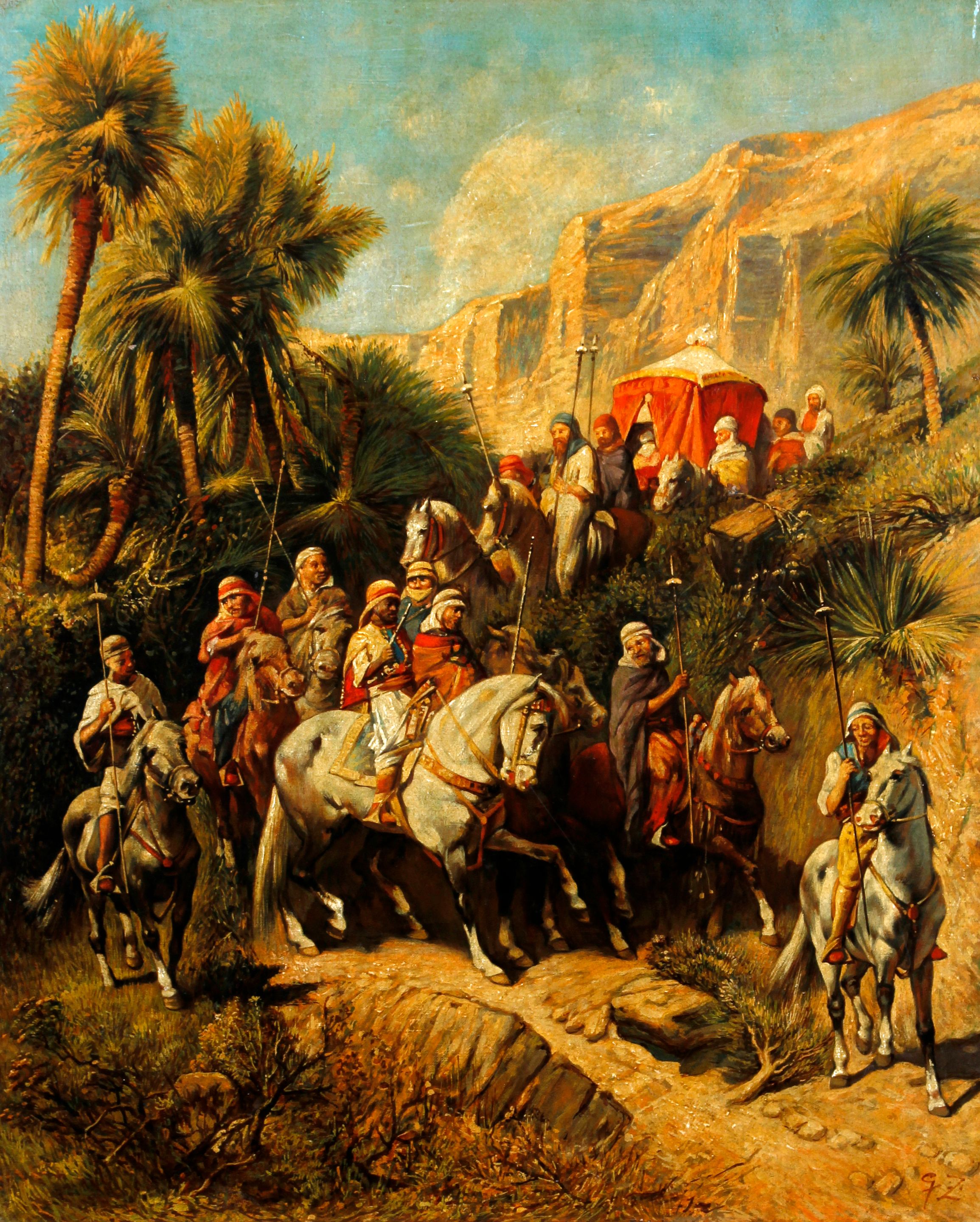 Bonhams : Continental School, (circa 1890) An arab procession through ...
