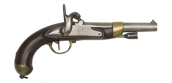 Bonhams : A French 12-Bore 1822 Model Percussion Military Pistol