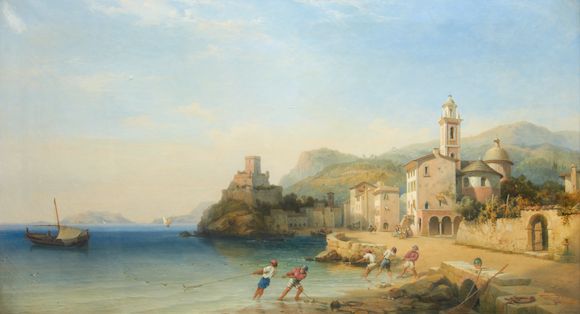 Bonhams : George Edwards Hering (British, 1805-1879) View of Lake Orta ...