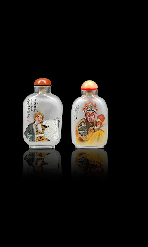 Bonhams : An inside-painted glass 'Taking Weifu Mountains by Strategy ...