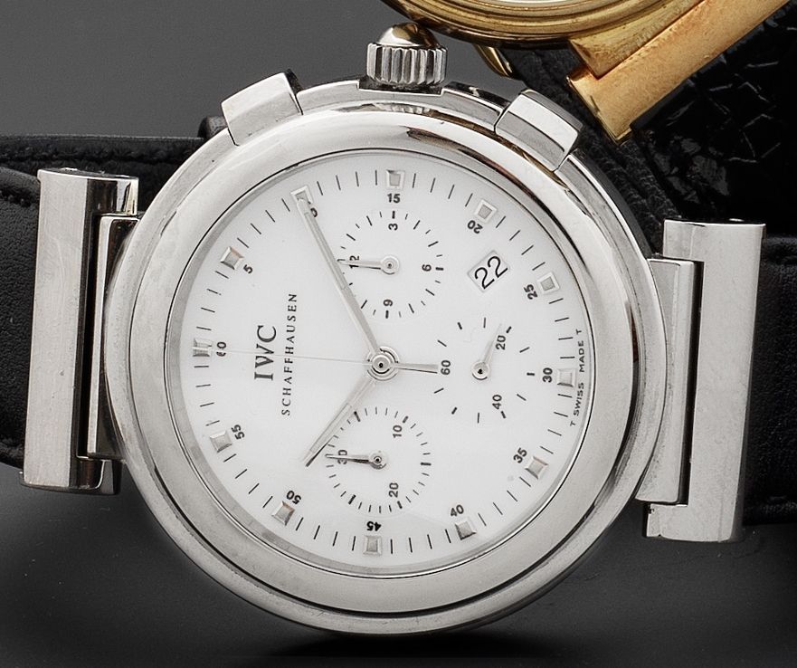 Bonhams : IWC. A stainless steel quartz chronograph calendar ...
