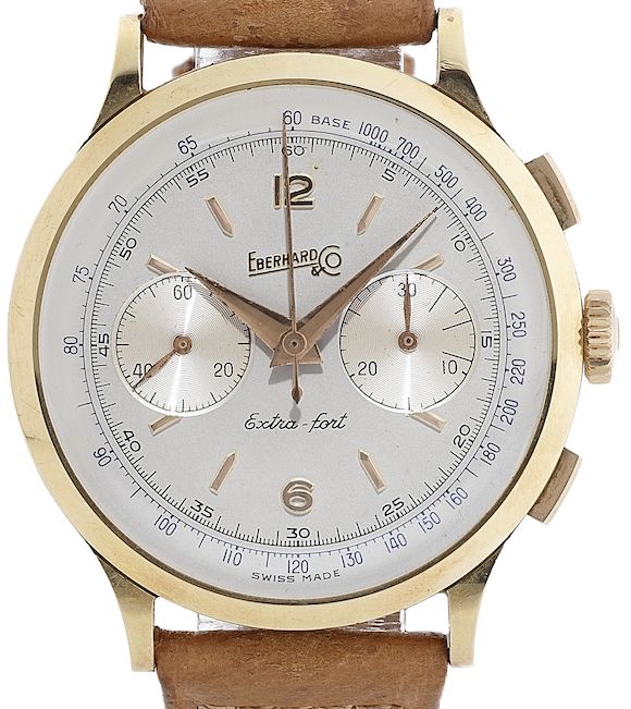 Bonhams : Eberhard & Co. An 18ct gold manual wind chronograph ...