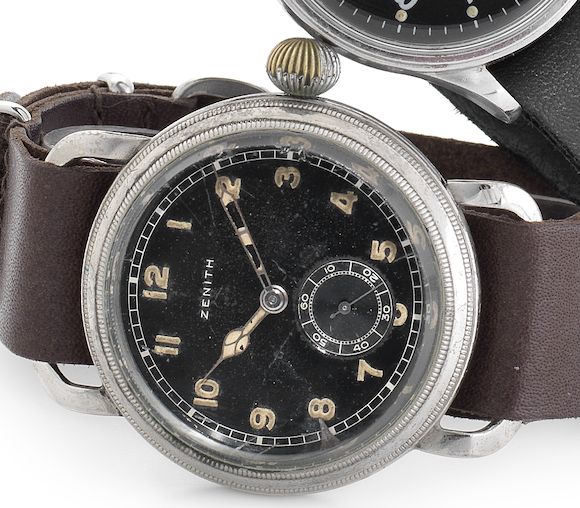 Bonhams : Zenith. A nickel plated manual wind oversized wristwatch with ...