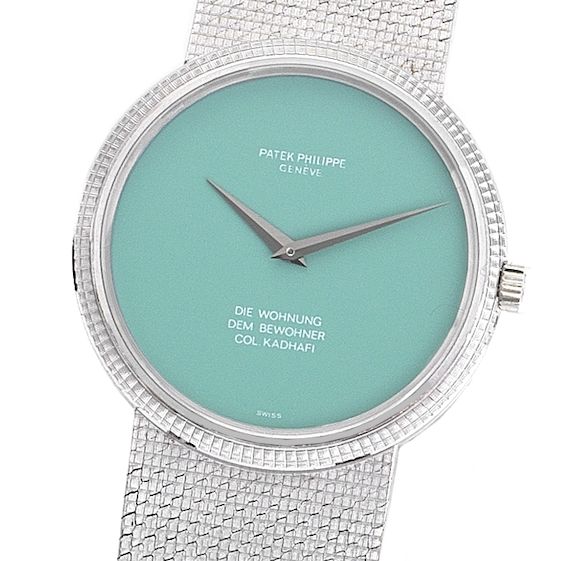 Bonhams : Patek Philippe. A fine and rare 18ct white gold automatic ...