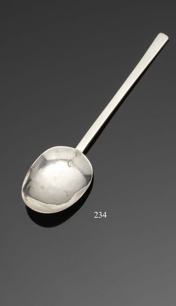 Bonhams : A 17th century silver Puritan spoon maker's mark R over W ...