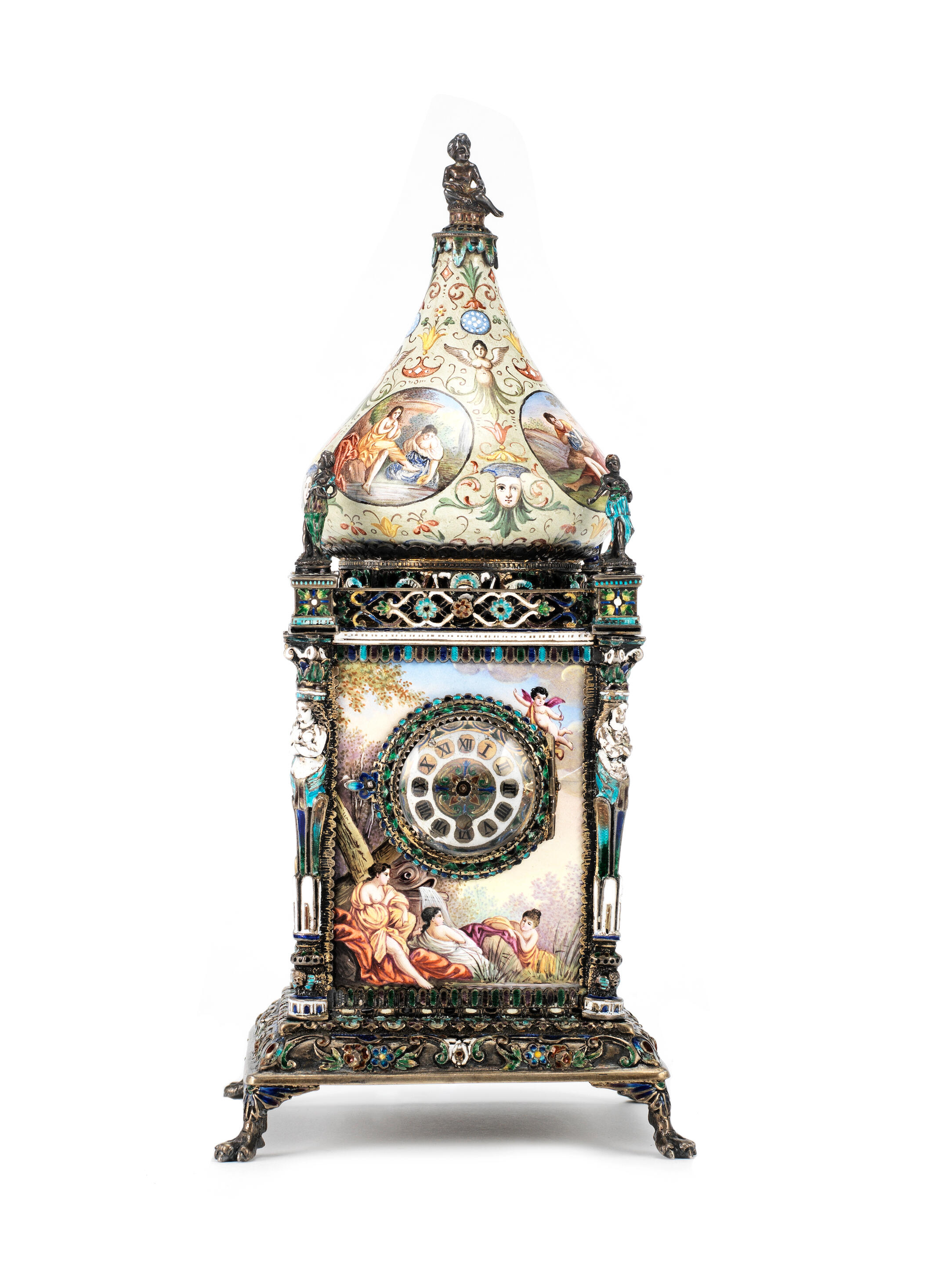 Bonhams : A late 19th century Austrian enamel boudoir timepiece