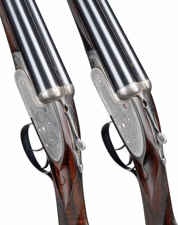 Bonhams : A fine pair of 12-bore self-opening sidelock ejector guns by ...