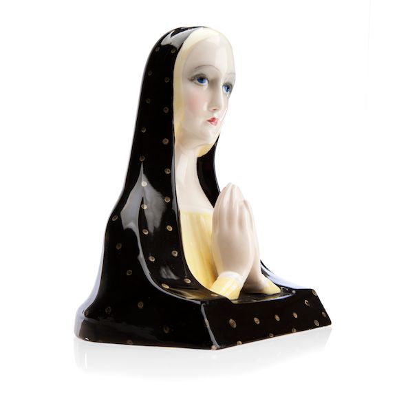 Bonhams : A Lenci pottery bust of Madonna in prayer