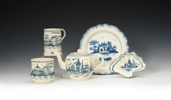 Bonhams : A further selection of creamware decorated in underglaze blue ...