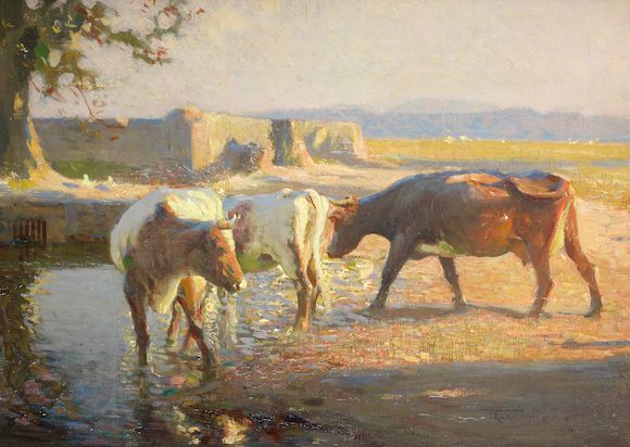 Bonhams : Frederick Hall (British, 1860-1948) The home pond