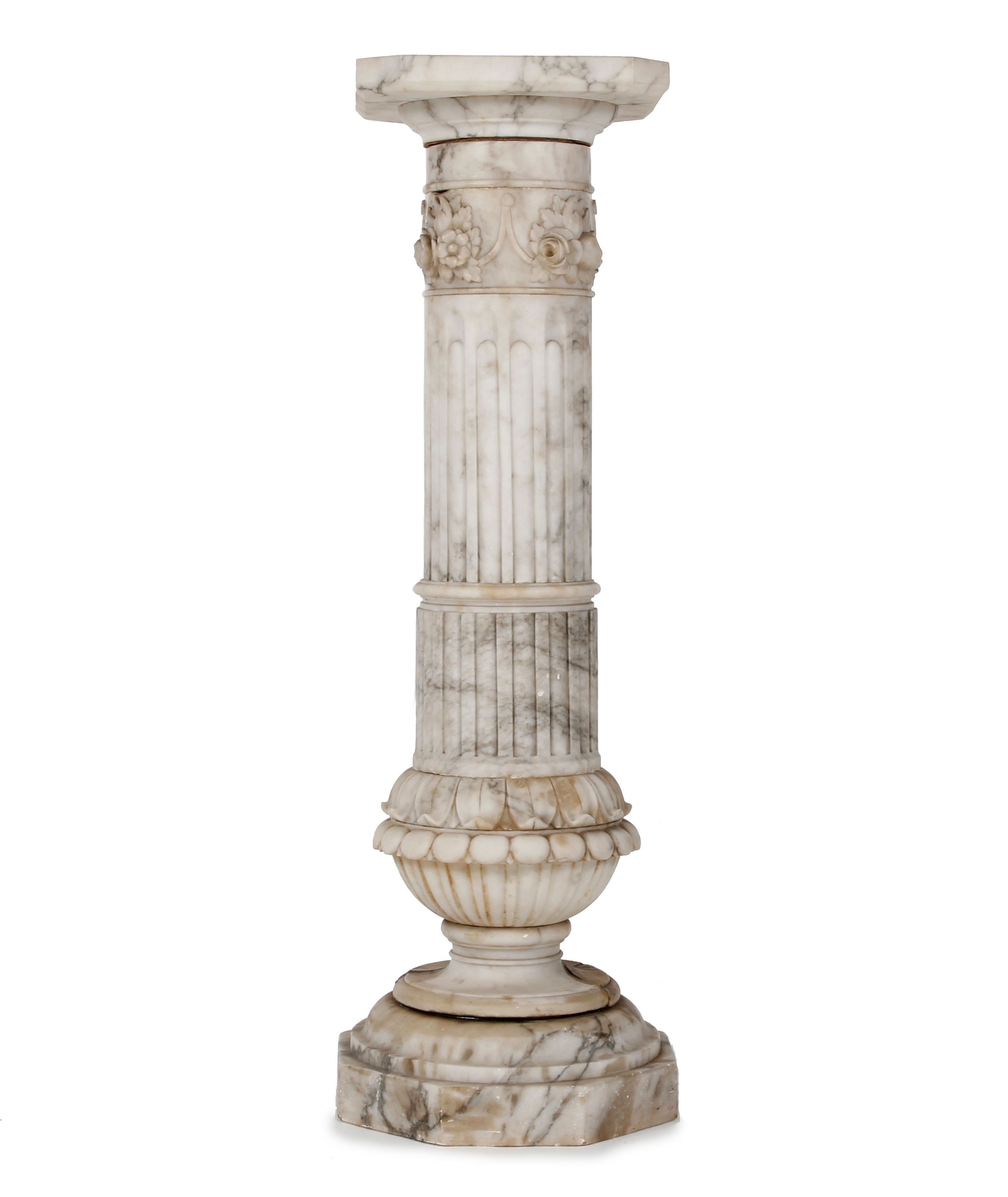 Bonhams : A 19th century carved alabaster sectional pedestal column