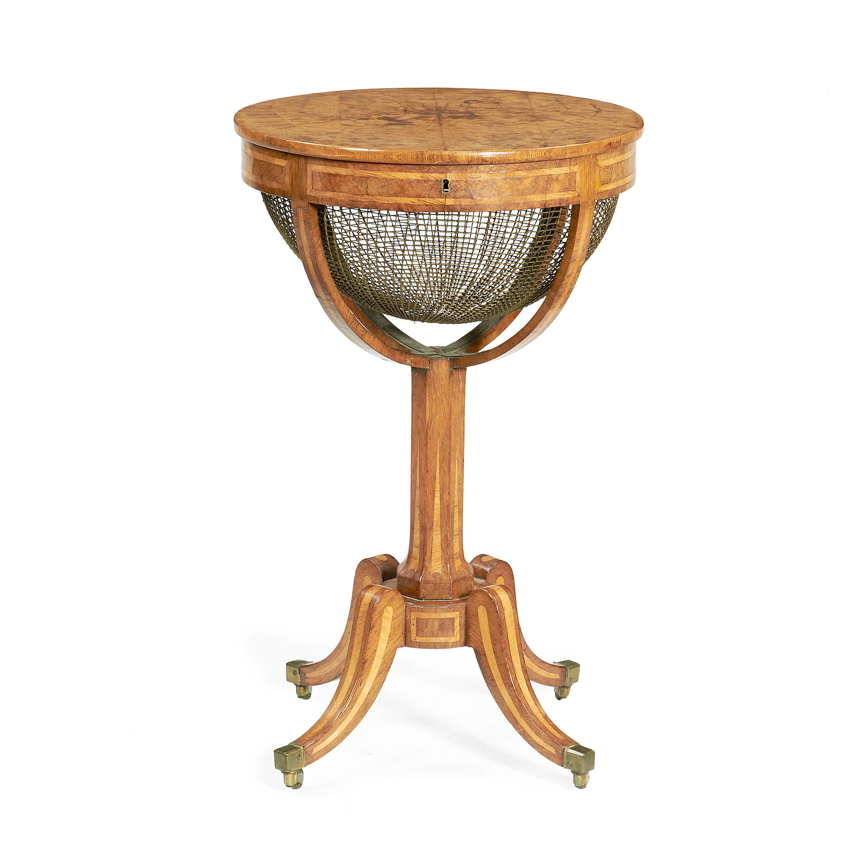 Bonhams : A Regency pollard oak and satinbirch inlaid work table