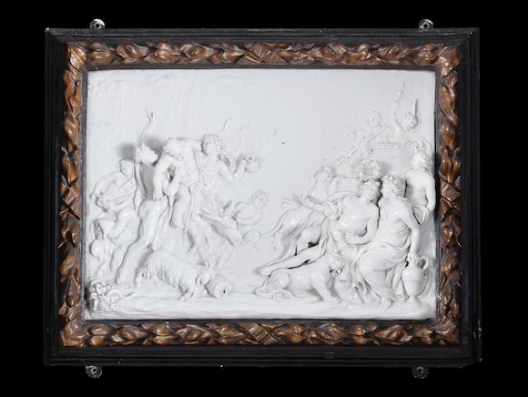 Bonhams : A pair of framed Doccia rectangular plaques allegorical of ...