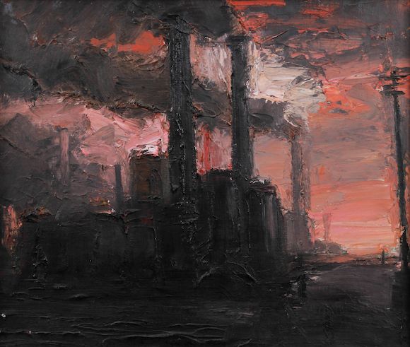 Bonhams : Theodore Major (British, 1908-1999) Chimneys and pink sky