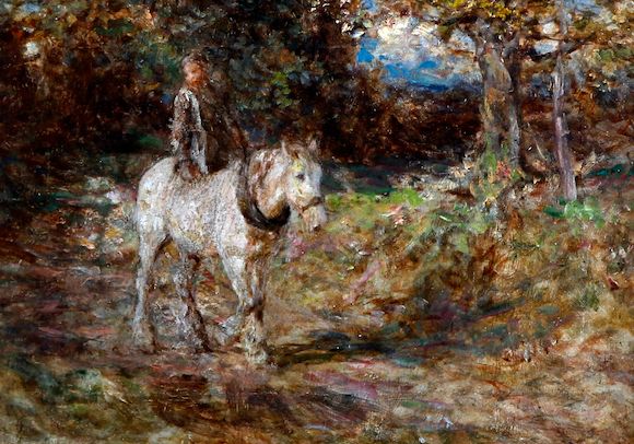 Bonhams : Edward Stott, ARA (British, 1859-1918) Riding the farm horse