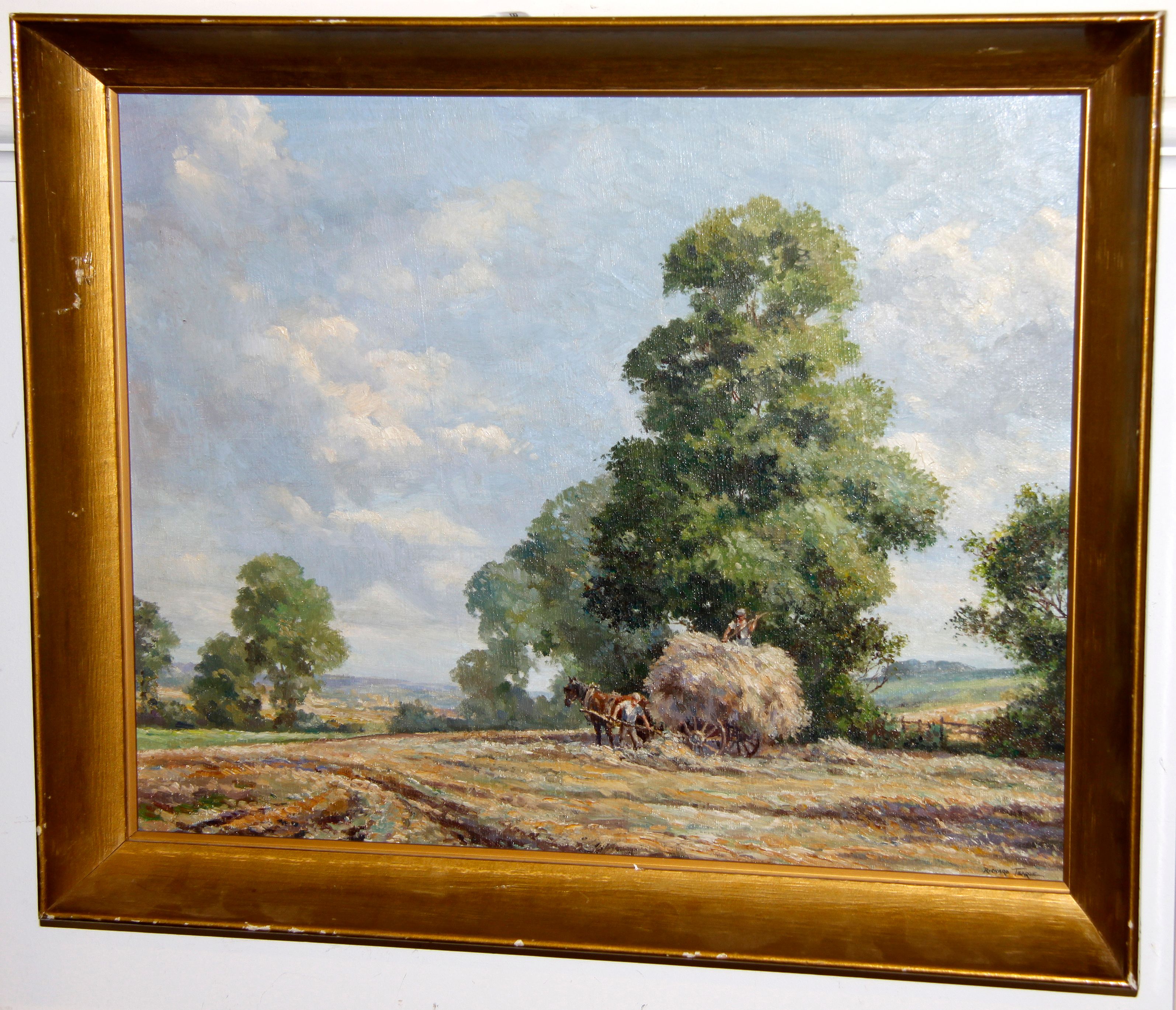 Bonhams : Richard Tearoe (20th Century) Dutch market place signed, oil on canvas; together with ...