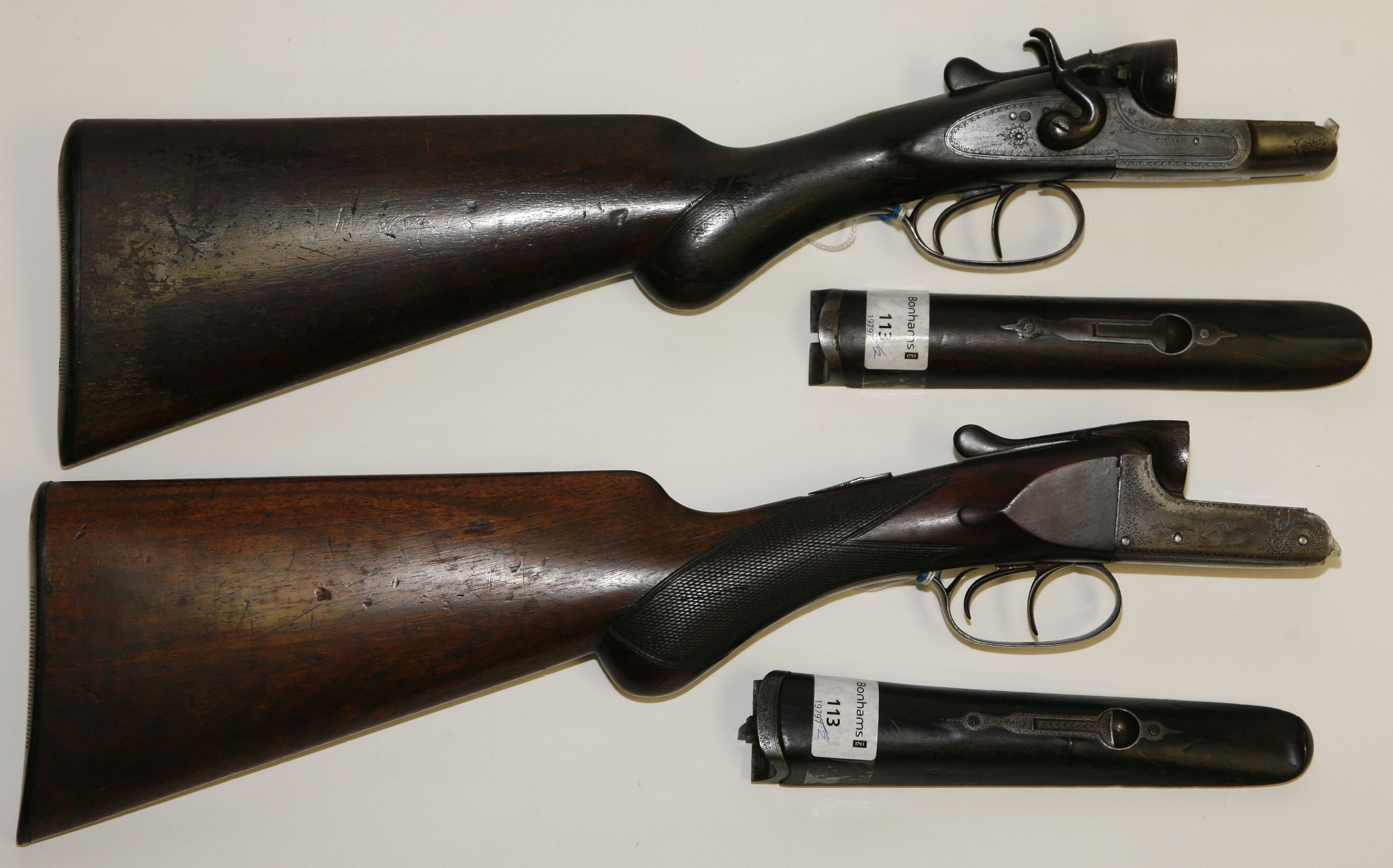 Bonhams : The parts of a 12-bore sidelock hammer wild-fowling gun by T ...