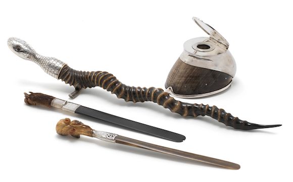 Bonhams : A Victorian silver-mounted and antelope horn 'snake' table ...