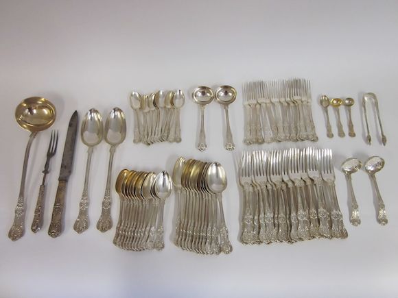 Bonhams : A Victorian silver Queens pattern with union shell heel ...