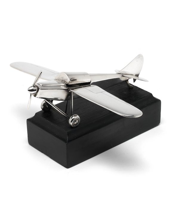 Bonhams : A silver cigar lighter modelled as a Miles monoplane by ...