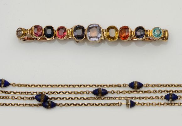 Bonhams : A vari gem-set bracelet and a lapis lazuli and rock crystal ...