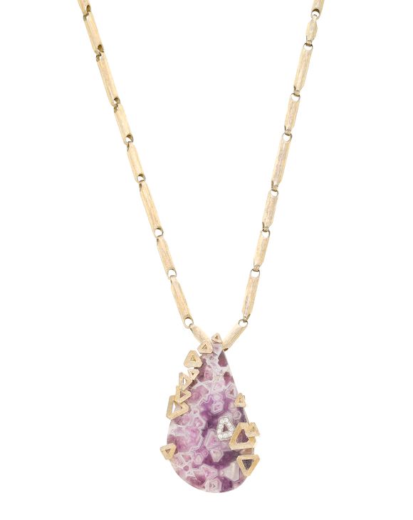 Bonhams : A gold, amethyst and diamond pendant necklace, by Grima ...