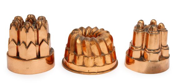 Bonhams : Three large Victorian copper jelly moulds