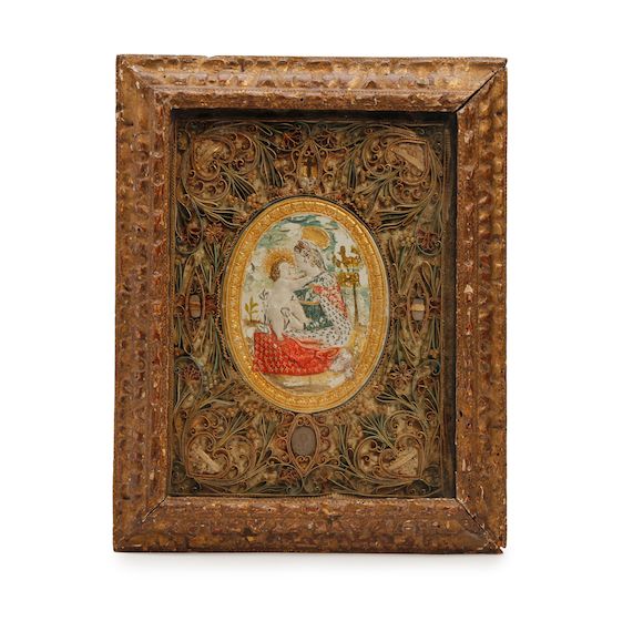 Bonhams : A framed and mounted pressed wax devotional medallion ...
