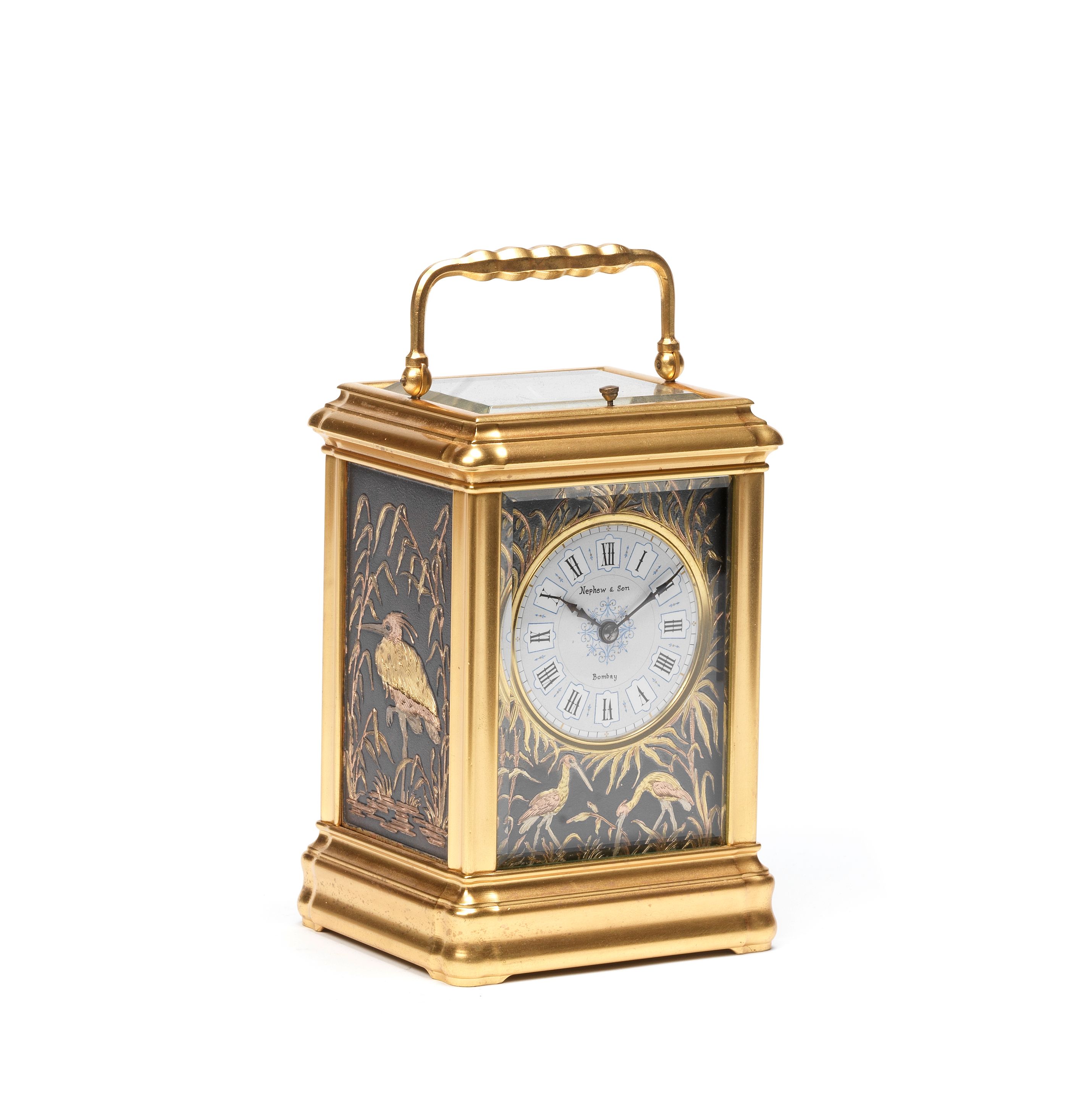 Bonhams : A good late 19th century French Japanese-style gorge cased carriage clock Signed for ...