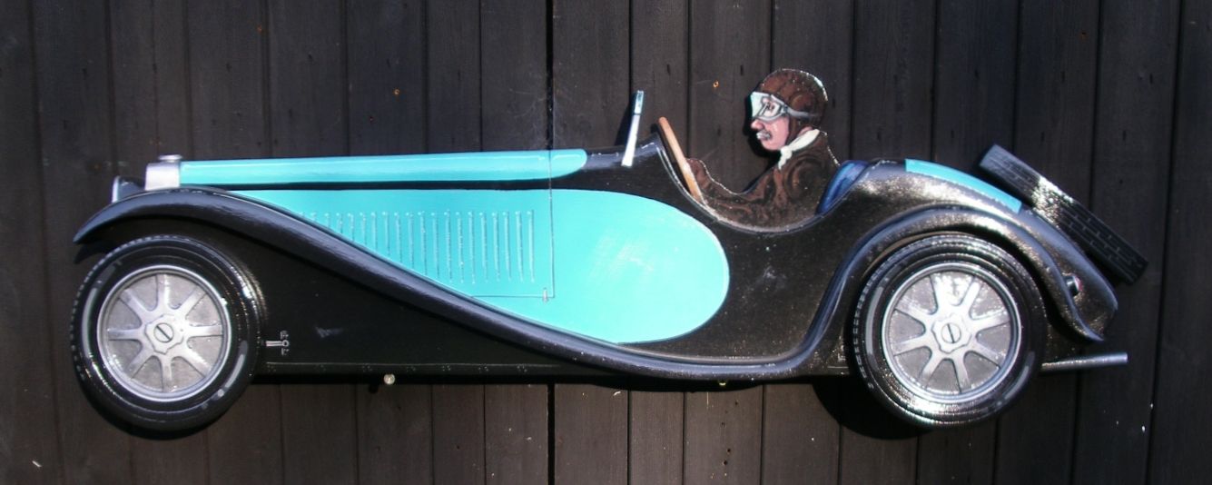 Bonhams Cars : A hand-painted wooden profile of a Bugatti Type 55,
