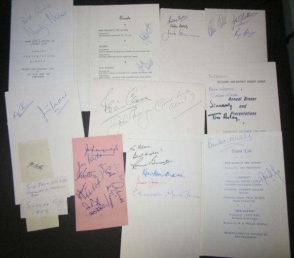 Bonhams : A collection of cricket signatures including Jack Hobbs